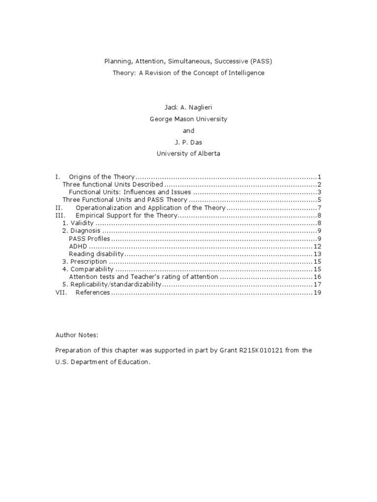 Pass Theory | PDF | Attention | Learning Disability