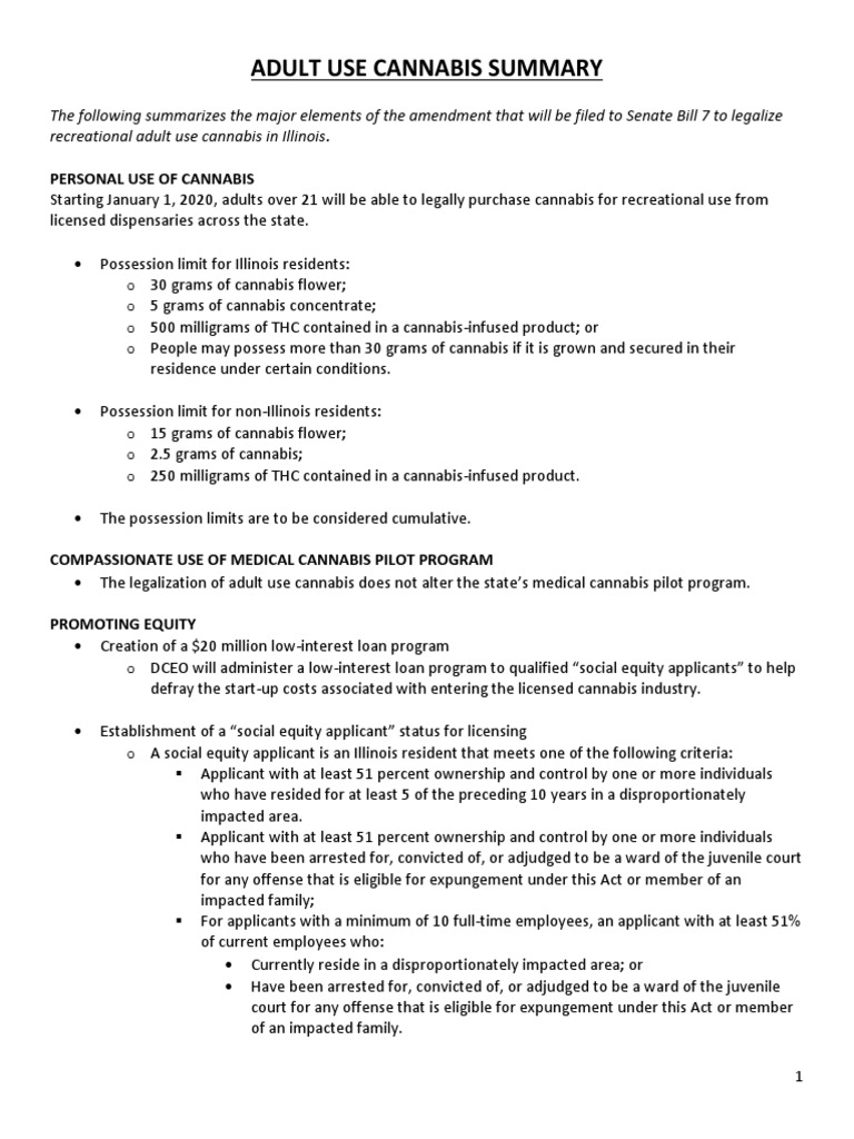 Summary of Adult Cannabis Legalization Proposal | PDF | Probation | Felony