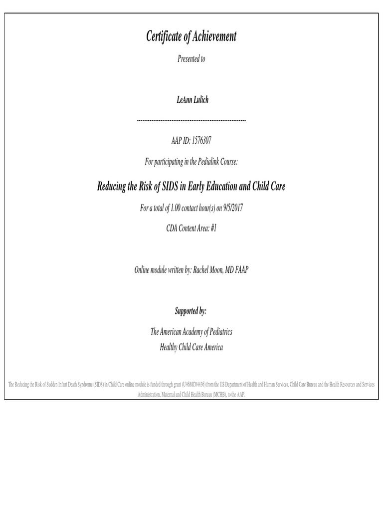 Certificate-Of-Achievement Sids Training | PDF