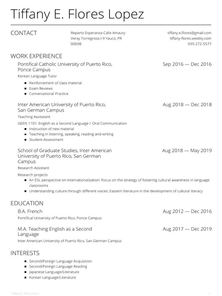My CV | PDF | English As A Second Or Foreign Language | Applied Linguistics