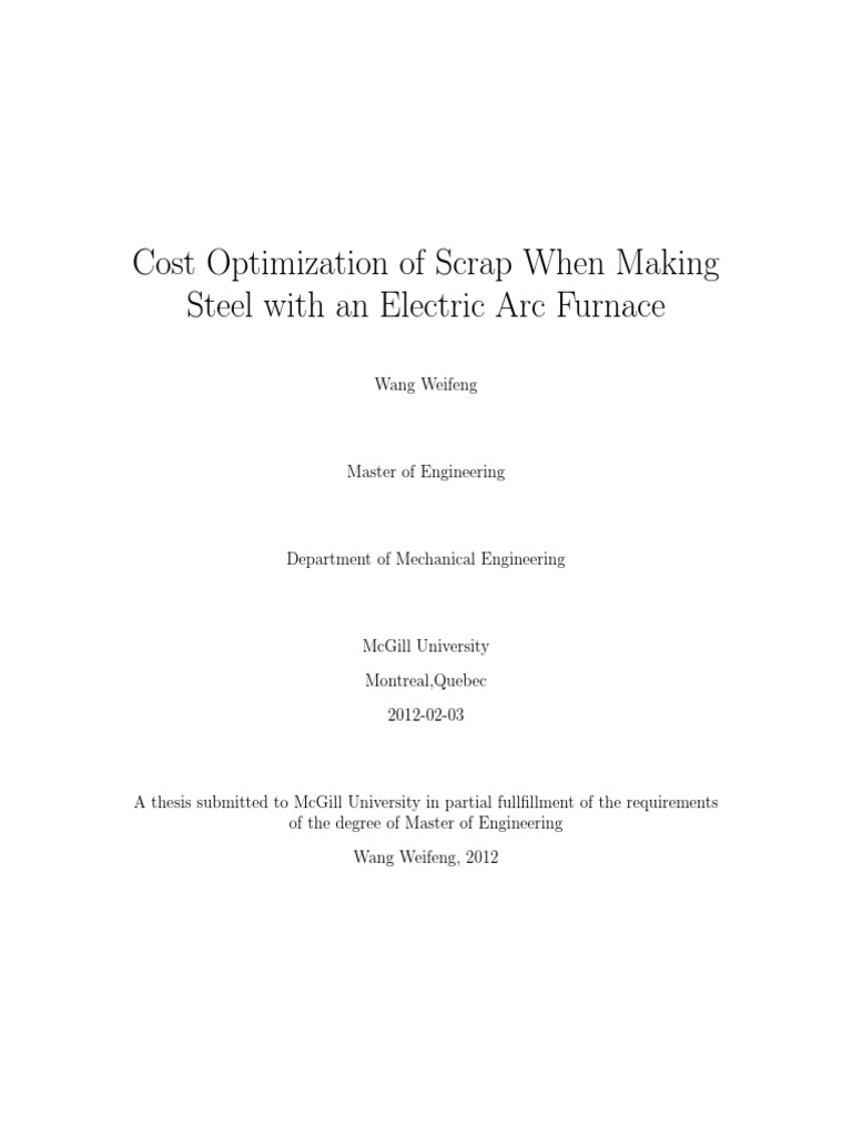 Cost Optimization of Scrap When Making Steel With An Electric Arc ...