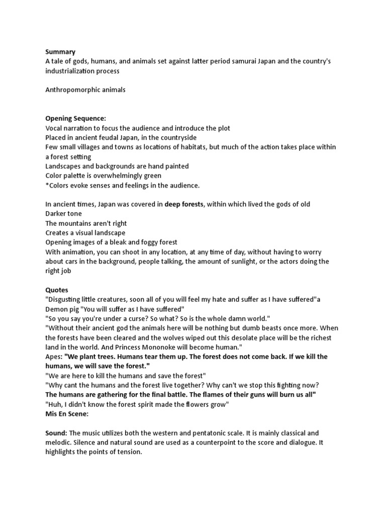 Princess Mononoke Notes | PDF | Human