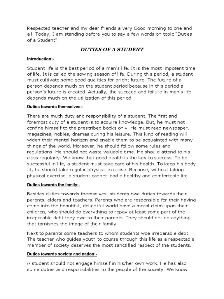 Duties of A Student | PDF
