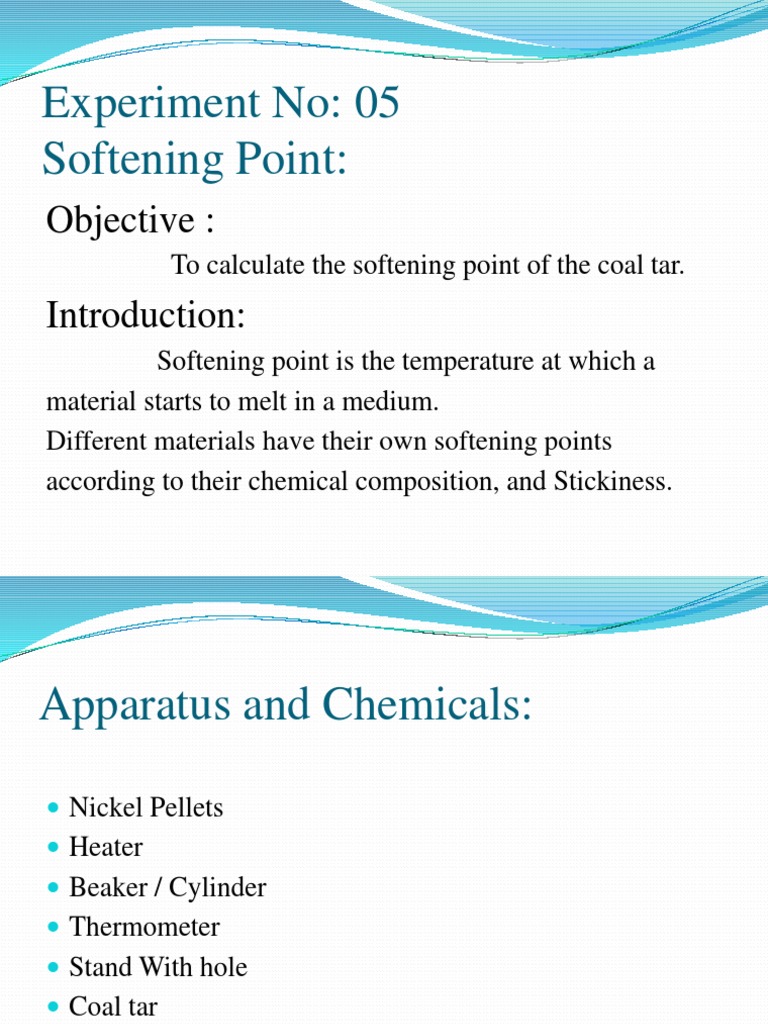 Experiment No: 05 Softening Point:: Objective | PDF