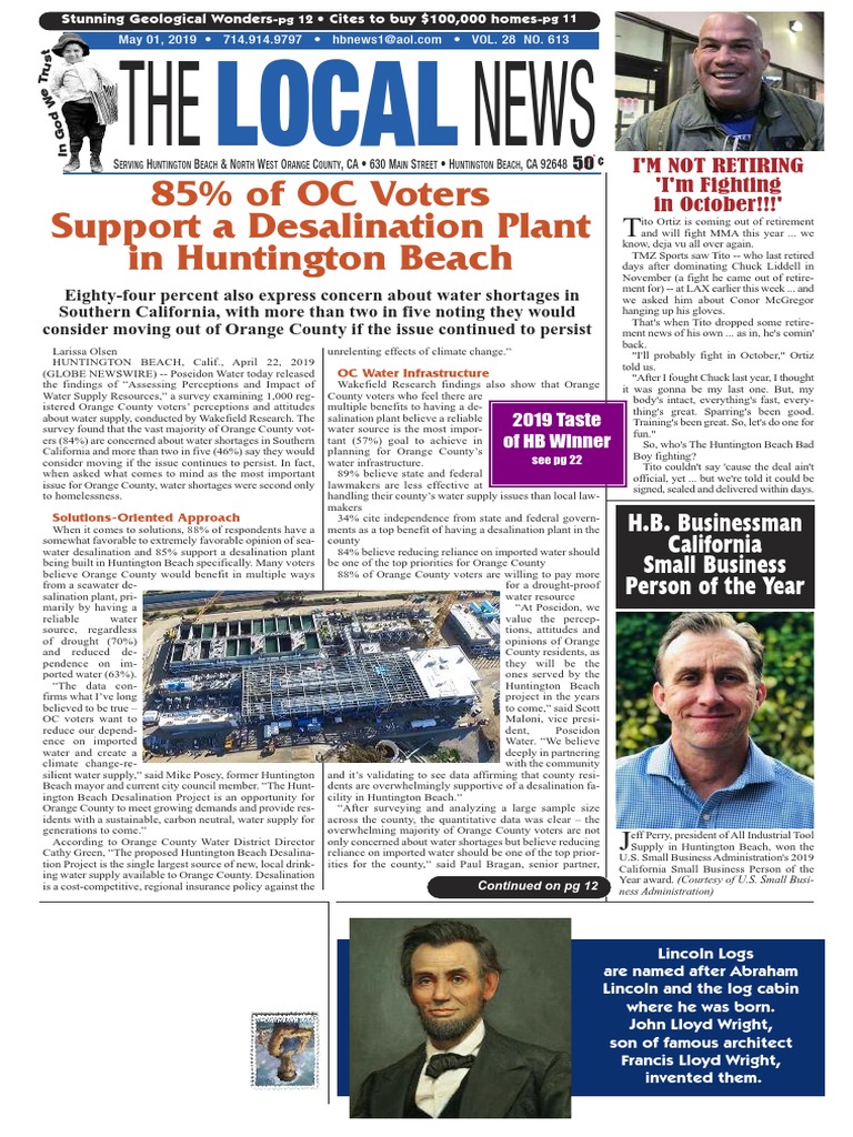 The Local News, May 01, 2019 | PDF | Orange County | Desalination
