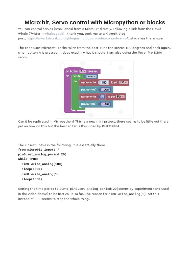 Micro:bit Servo and LED Control with Micropython | PDF | Computer Programming | Computer Engineering