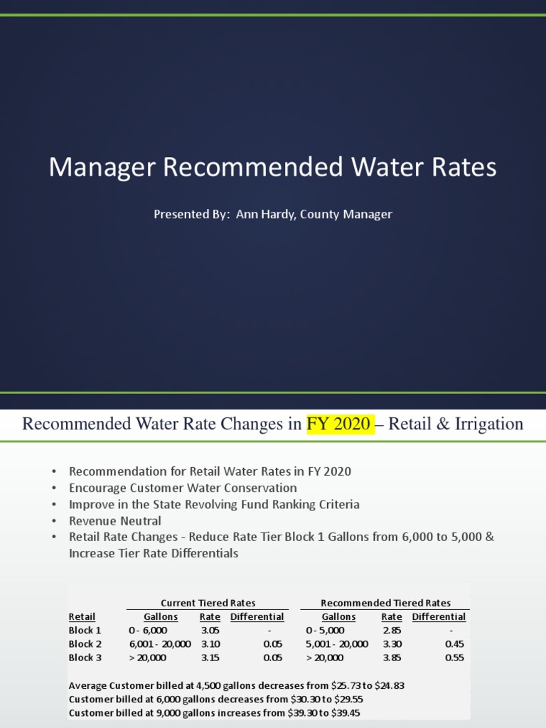 Water Rate Recommendations | PDF | Water Conservation | Environmental ...
