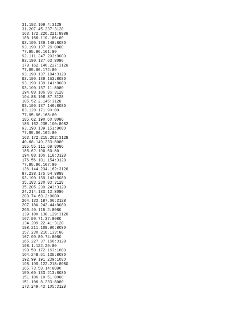 Proxy Server IP List | PDF