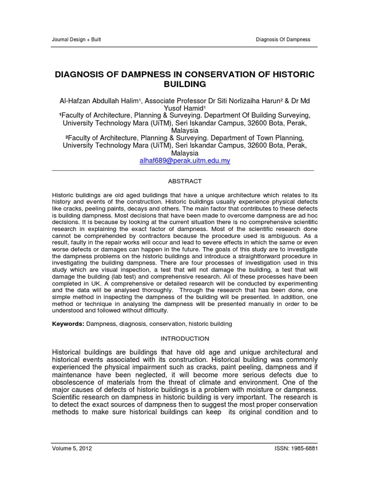 Diagnosis of Dampness in Conservation of PDF | PDF | Scientific Method ...