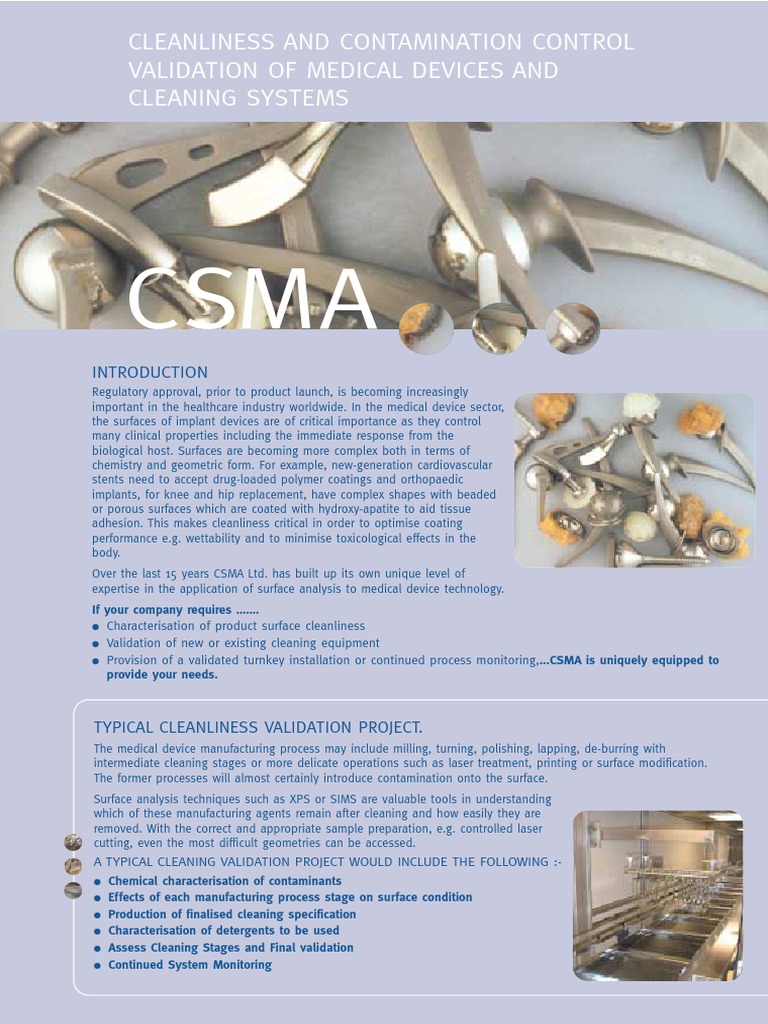 Cleanliness and Contamination Control Validation of Medical Devices and ...