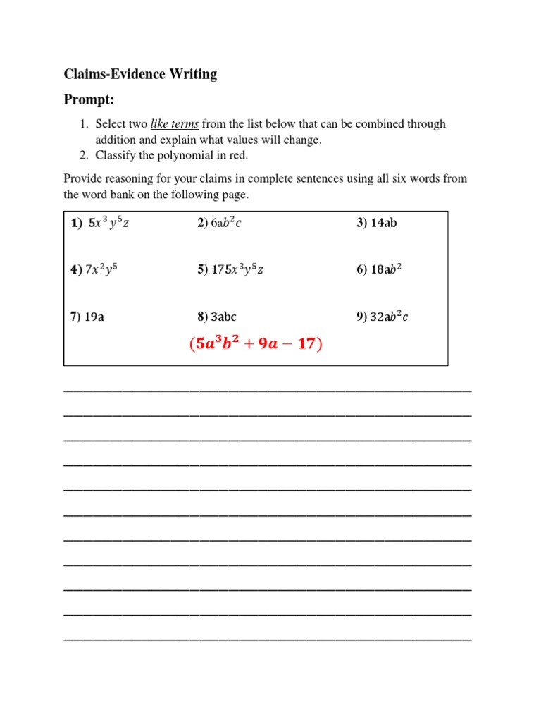 Claims-Evidence Writing | PDF