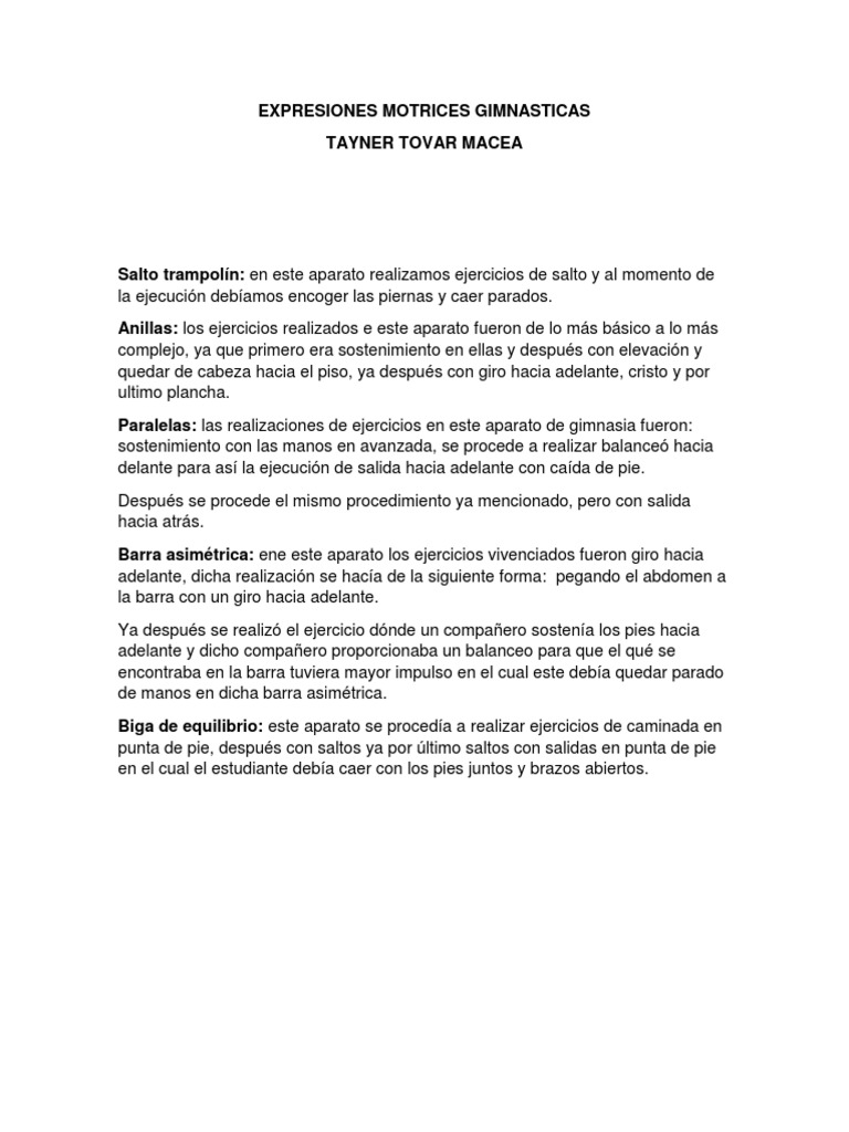 Expresiones Motrices en Gimnasia | PDF