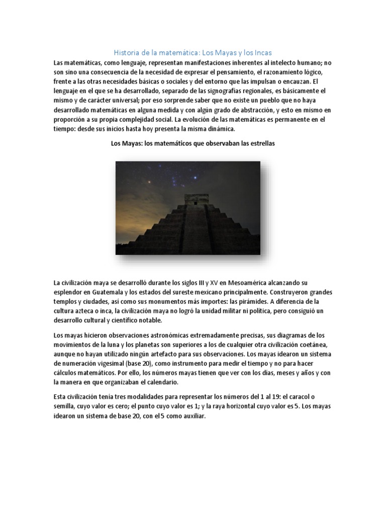 Historia de La Matemática - Los Mayas y Los Incas | PDF | Civilización ...