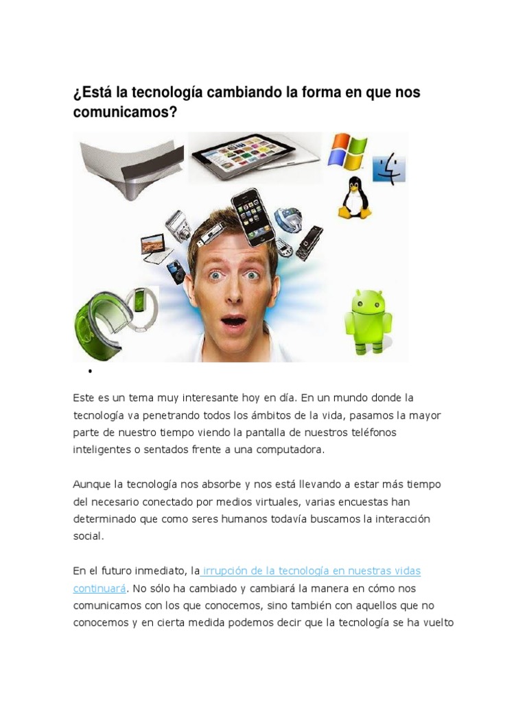 Está La Tecnología Cambiando La Forma en Que Nos Comunicamos | PDF