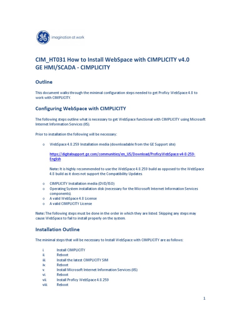 Installing WebSpace with CIMPLICITY 4.8 | PDF | Internet Information ...