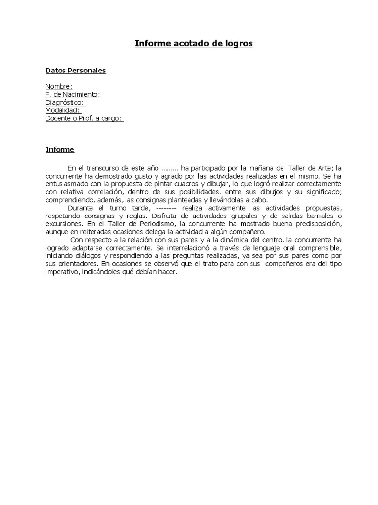 Informe de Logros y Resultados | PDF