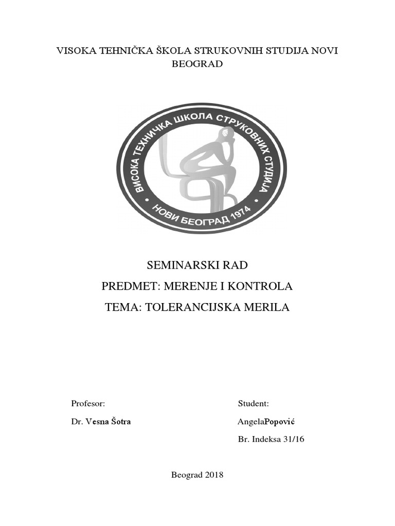 Seminarski Rad Merenje I Kontrola | PDF