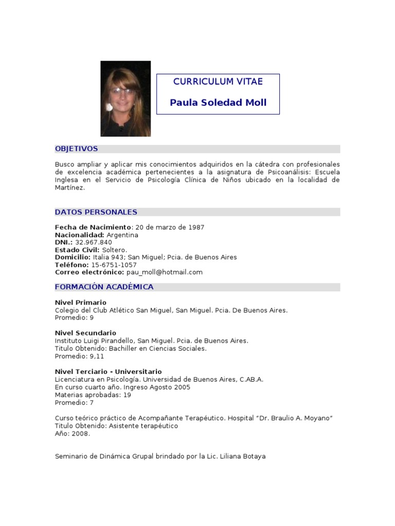 CV Paula Moll | PDF | Relaciones personales, crianza y desarrollo personal