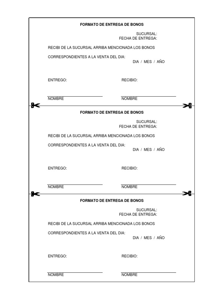 Formato de Entrega de Bonos1 | PDF