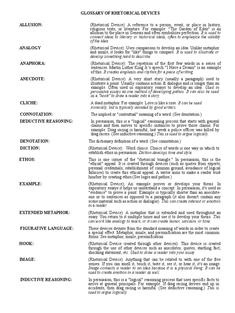 Rhetorical Devices Guide | PDF | Rhetoric | Metaphor