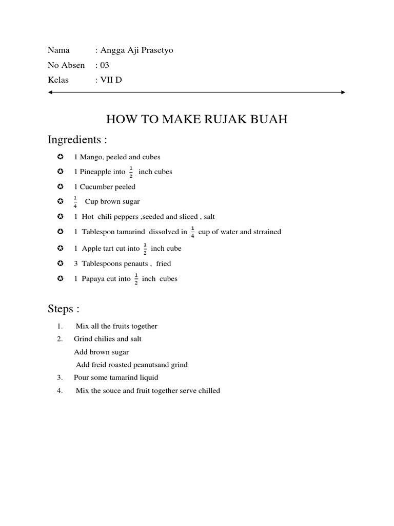 How To Make Rujak Buah | PDF
