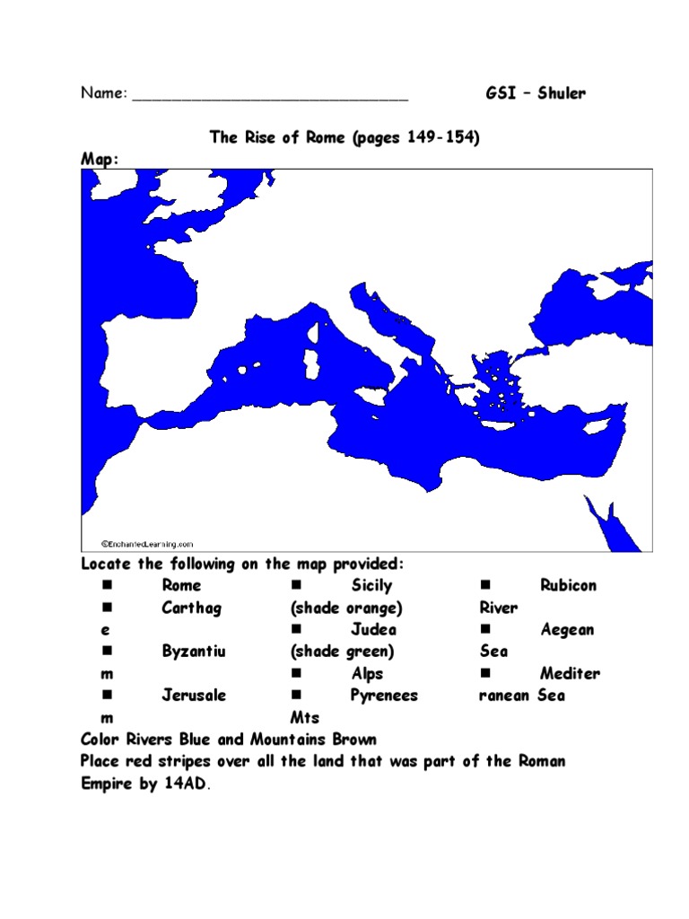 Ancient Rome Map and Key Terms Worksheet | PDF | Roman Republic ...