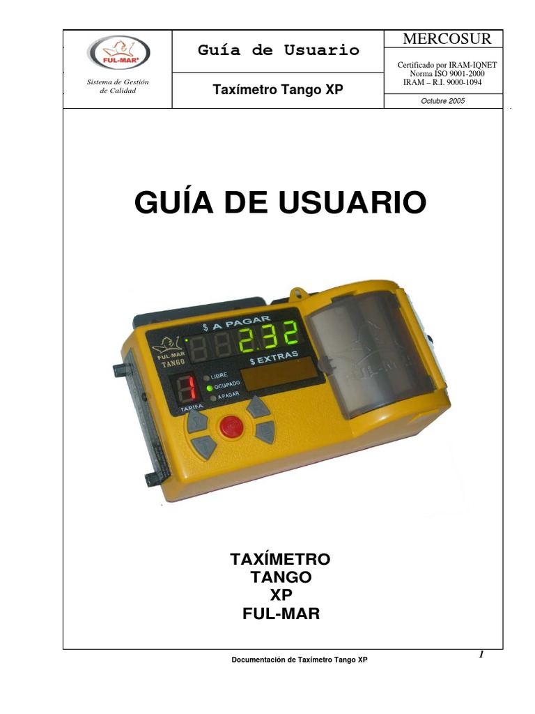 Ful-Mar Tango XP Taxi Meter | PDF | Impresora (Computación) | Diodo ...