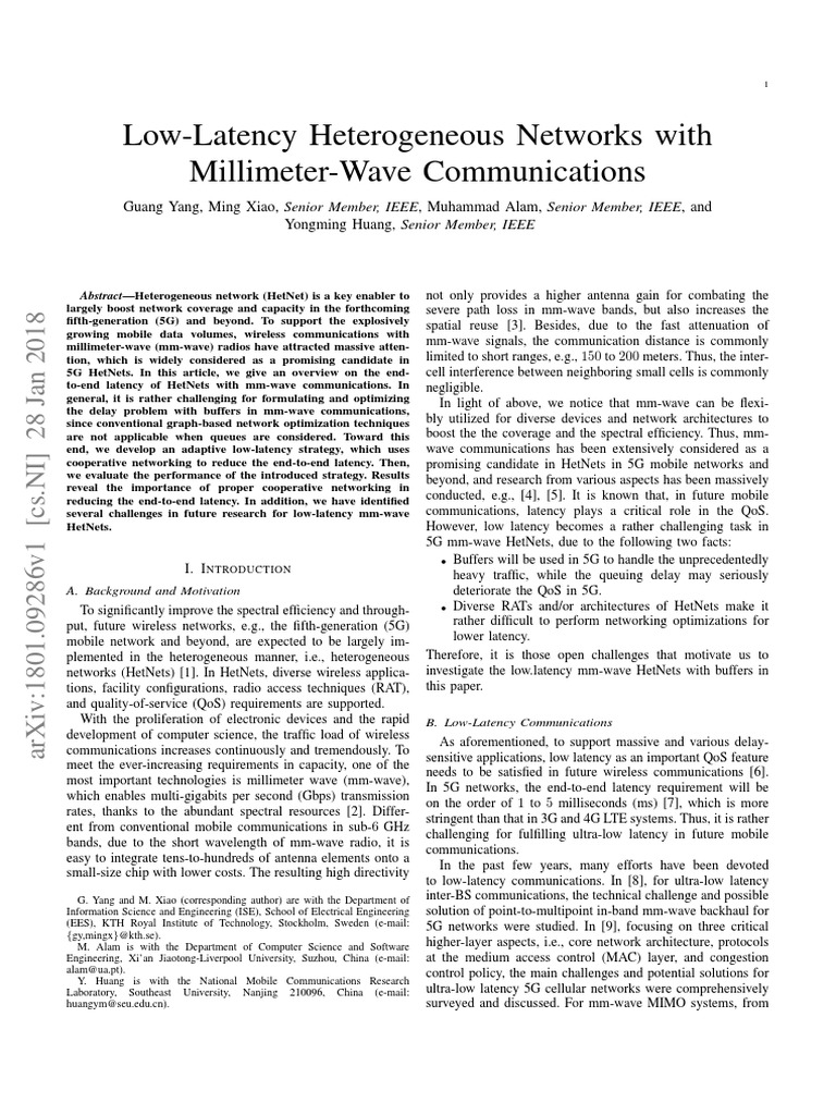 Low-Latency Heterogeneous Networks With Millimeter-Wave Communications | PDF | Latency ...