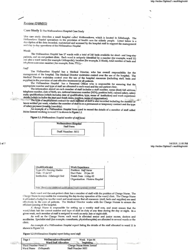 The Wellmeadows Hospital Case Study Review DBMS | PDF