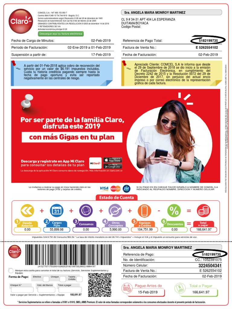Factura Claro Febrero 2019 | PDF | Telecomunicaciones | Science