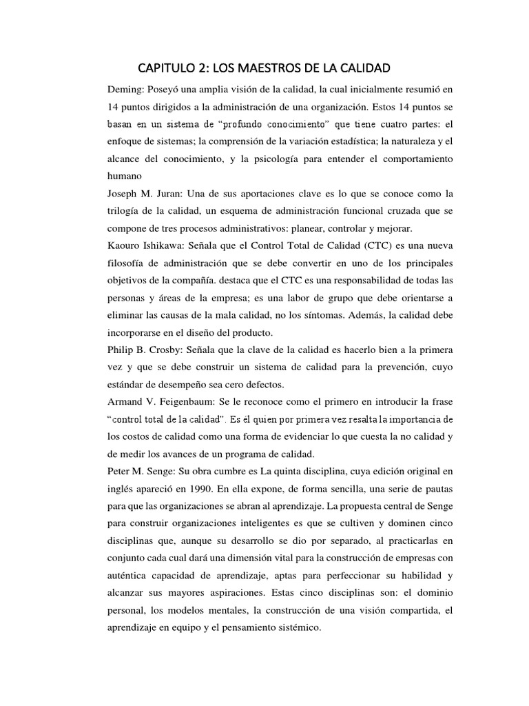 Capitulo 2 Gestion De Calidad Pdf Calidad Comercial Aparición