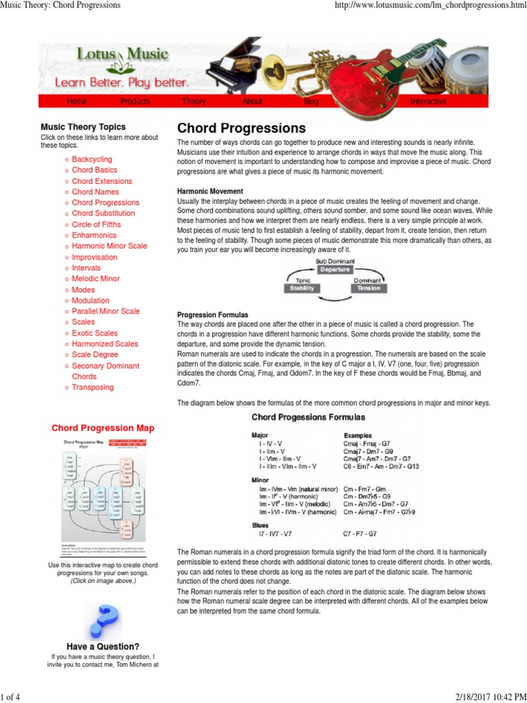 Music Theory - Chord Progressions | Download Free PDF | Chord (Music ...