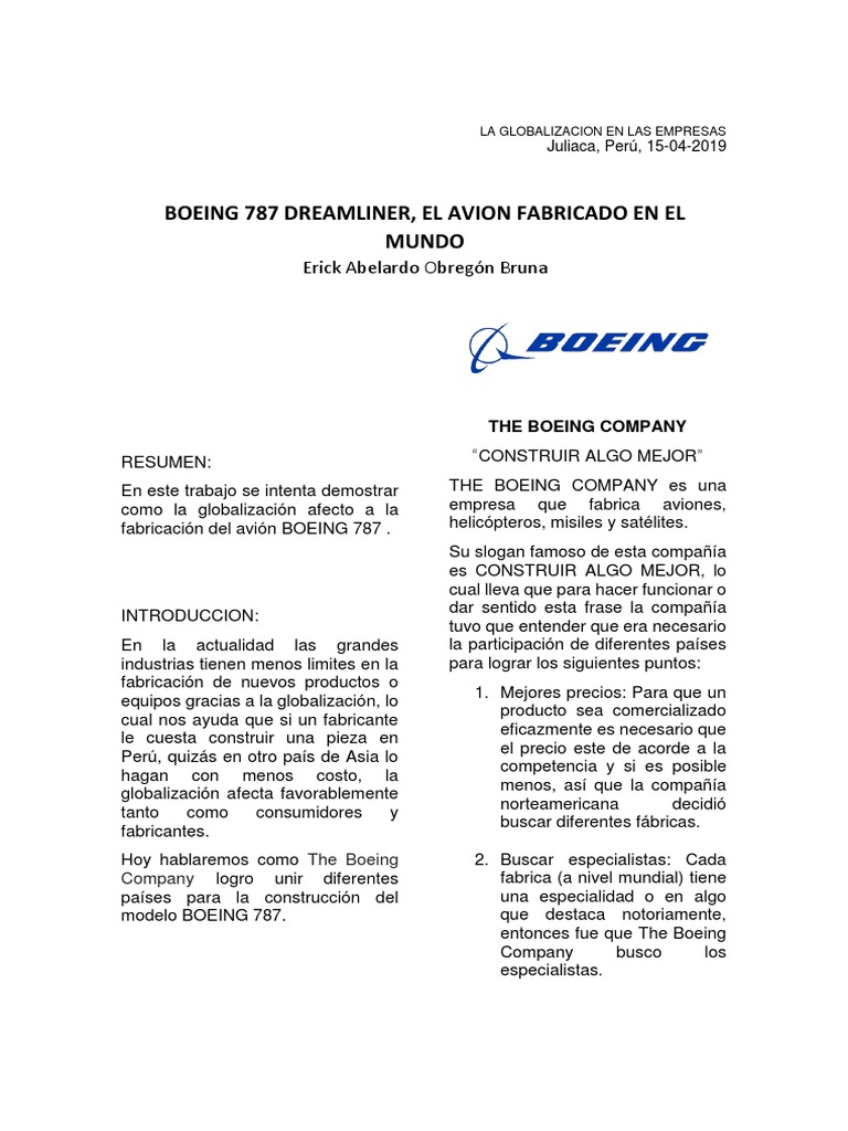 Boeing y La Globalizacion | PDF | Boeing | Globalización