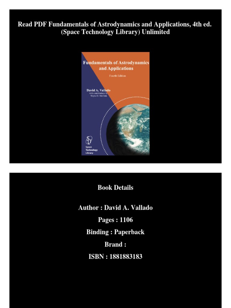 Read PDF Fundamentals of Astrodynamics and Applications, 4th Ed. (Space Technology Library ...