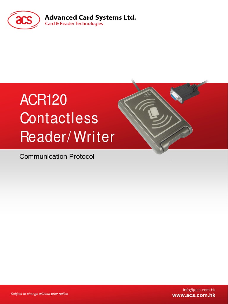 ACR120 Contactless Reader/Writer: Communication Protocol | PDF | Random ...