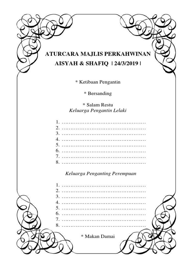 Aturcara Majlis Perkahwinan | PDF