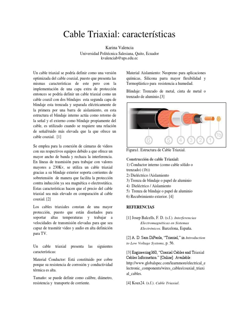 Características del Cable Triaxial | PDF | Cable coaxial ...