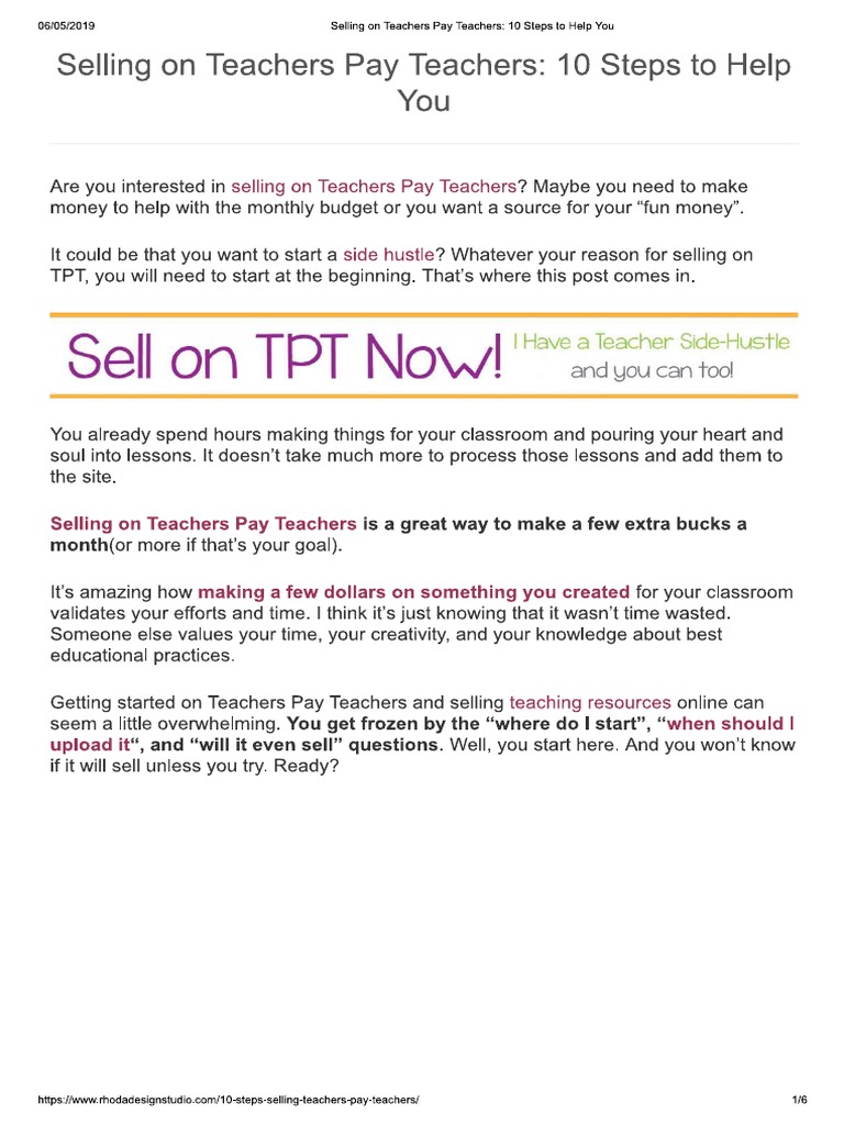 10 Steps Selling Teachers Pay Teachers | PDF