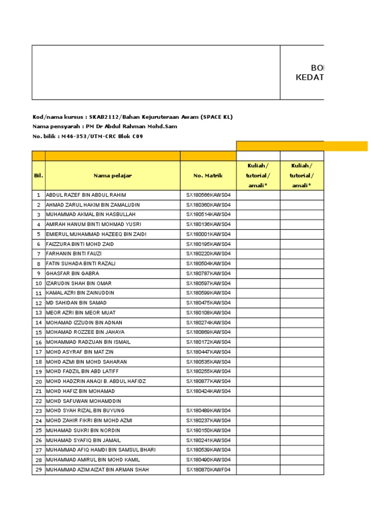 Senarai Pelajar Skab | PDF