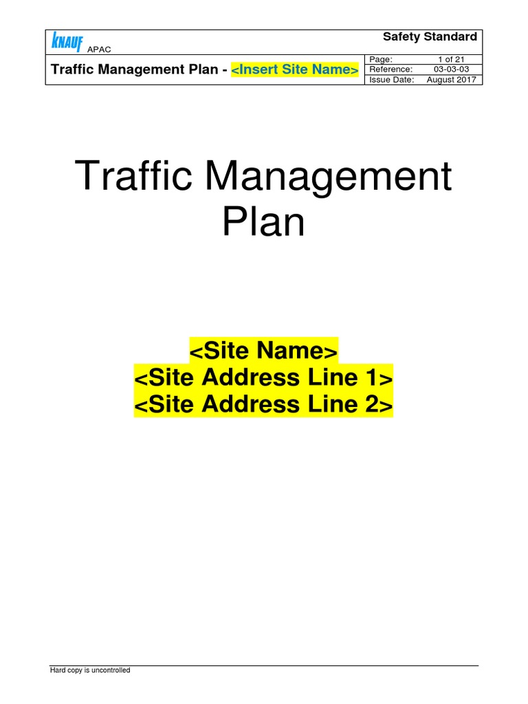 03-03-03 Traffic Management Plan Template | PDF | Traffic | Forklift