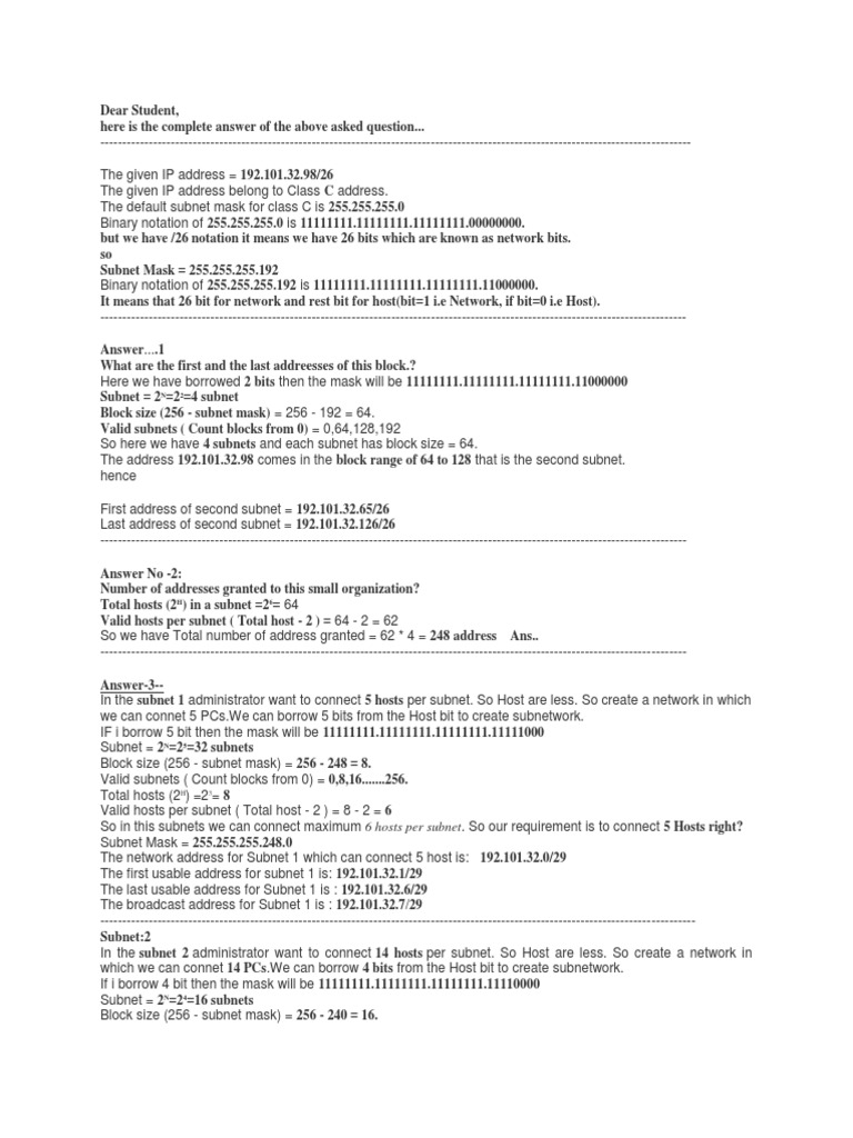 6 Hosts Per Subnet | PDF | Communications Protocols | Computer Network