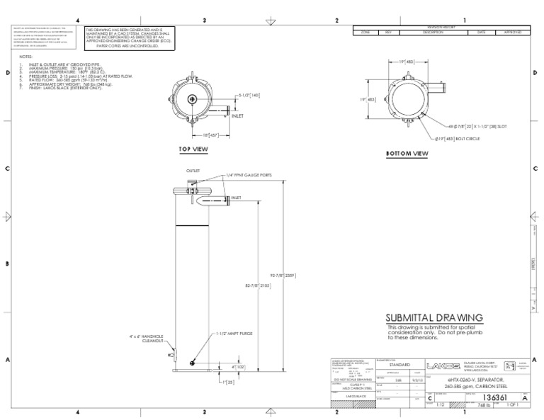 Submittal Drawing: Bottom View Top View | PDF | Mechanical Engineering ...