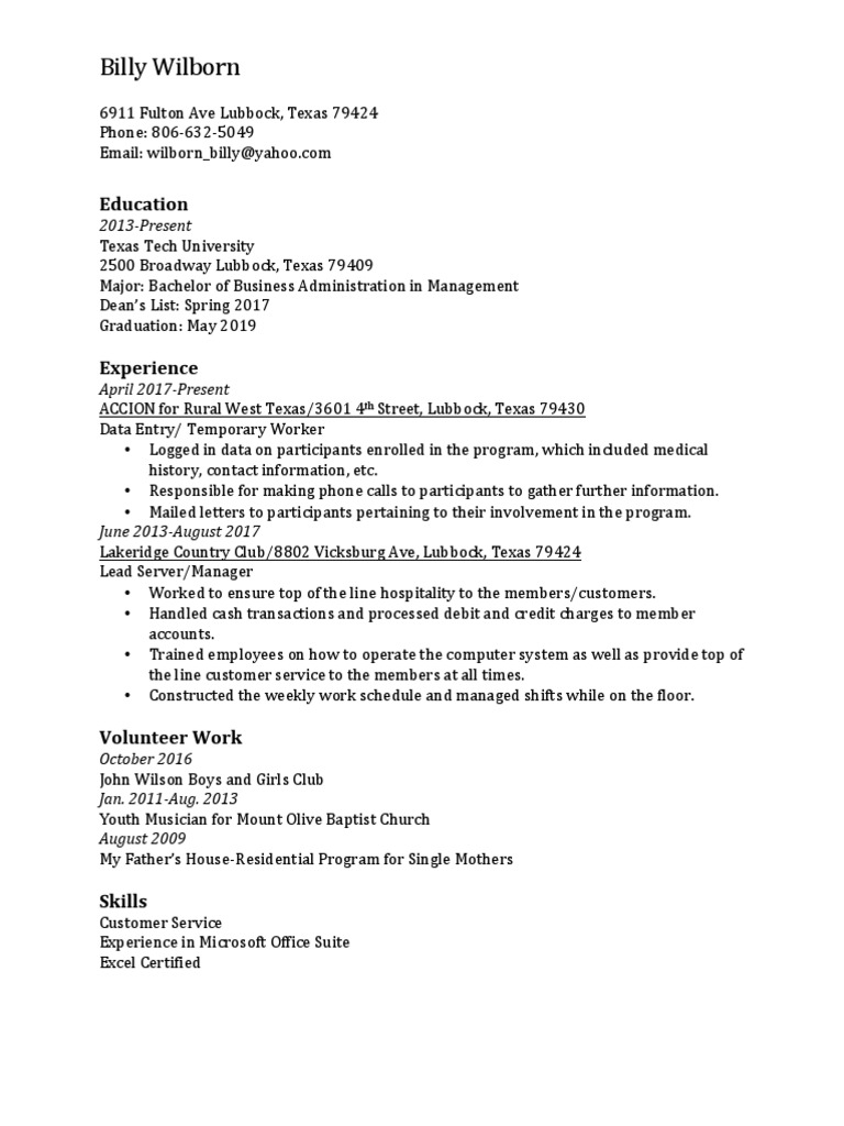 Ba Resume 2 | PDF | Career & Growth