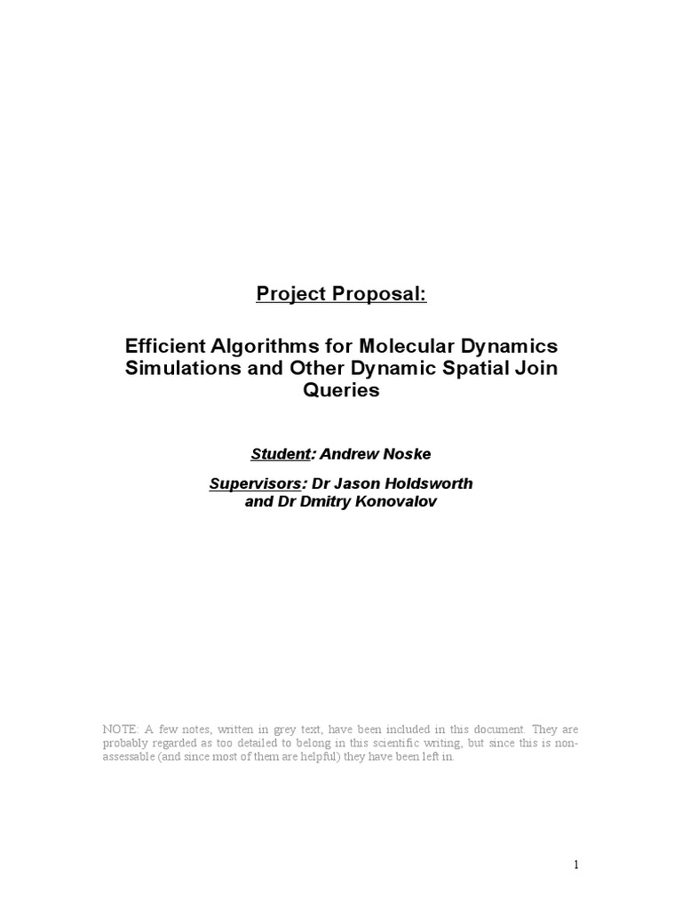 Project Proposal: Efficient Algorithms For Molecular Dynamics Simulations and Other Dynamic ...