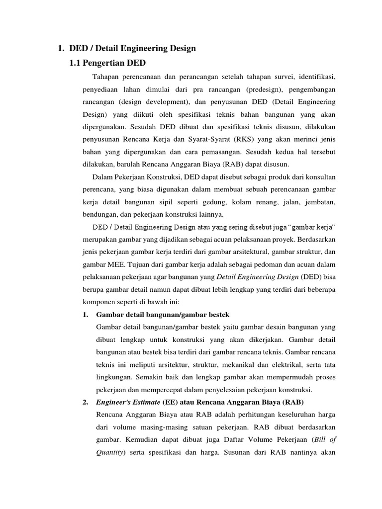 Pengertian dan Contoh DED Proyek | PDF | Teknologi & Rekayasa