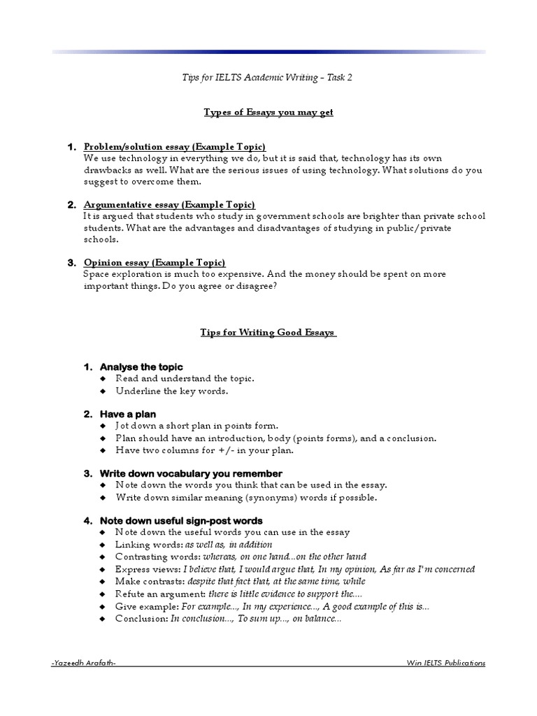 IELTS Academic Writing Task 2 Tips | PDF | Essays | Paragraph