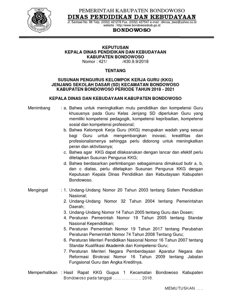 Contoh SK KKG-MGMP | PDF