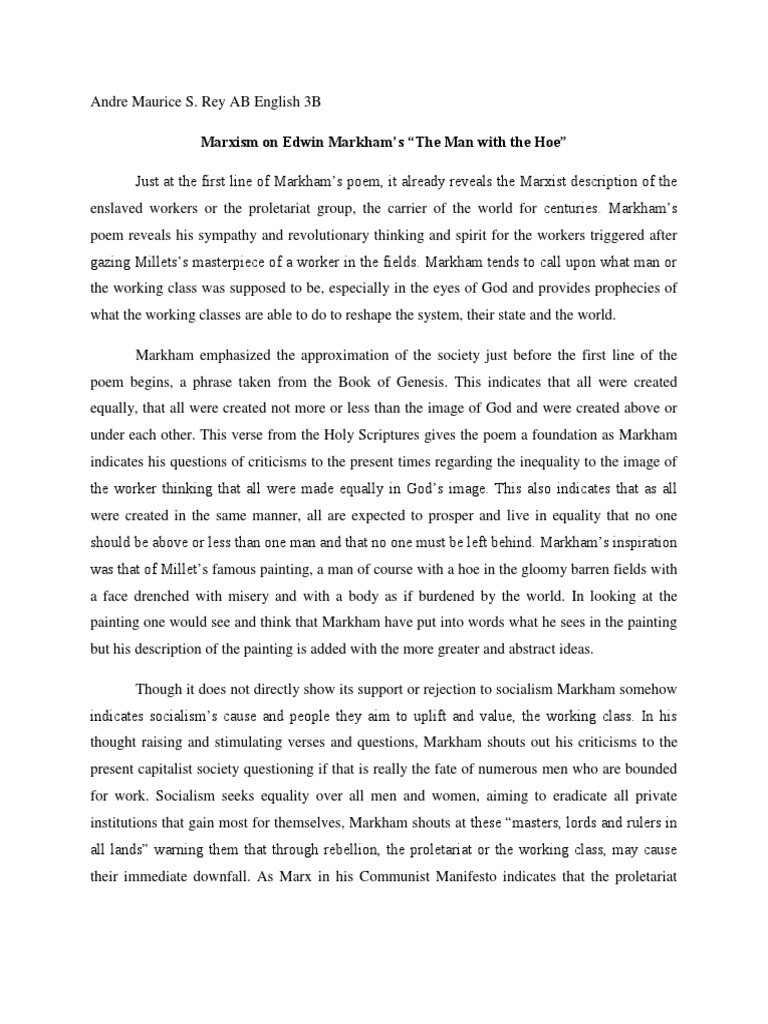 Marxism On Edwin Markham's The Man With The Hoe | PDF | Rebellions ...