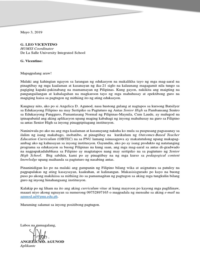 Liham Aplikasyon | PDF