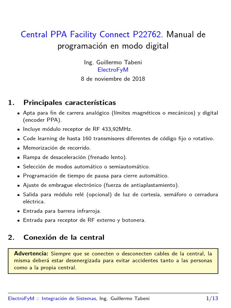 Ppa Central Facility Digital | PDF | Control remoto | Relé